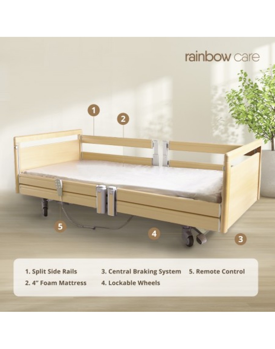 Livorno Premium Nursing Bed, Split Side Rails